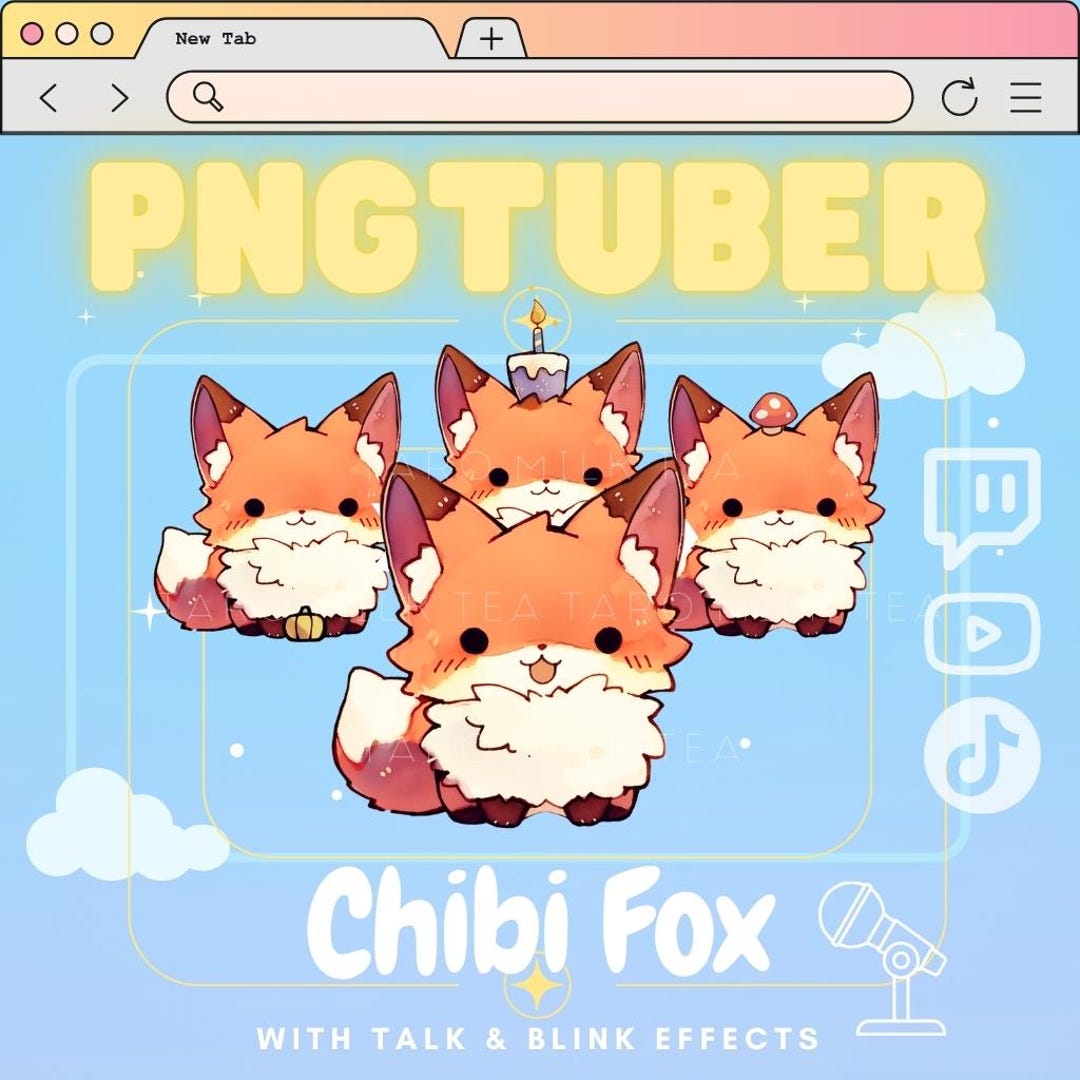 Pngtuber Fox , Stream Pet / Cute Chibi Red Fox / Cozy Fox , Stream on ...