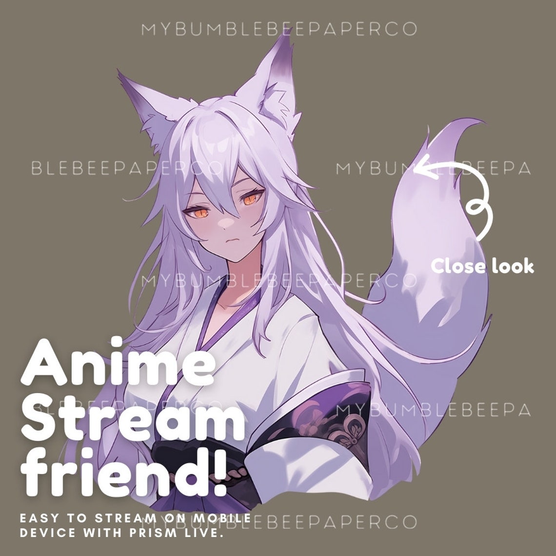 Pngtuber Model, Kitsune Spirit Fox for Streaming on Twitch Tiktok ...