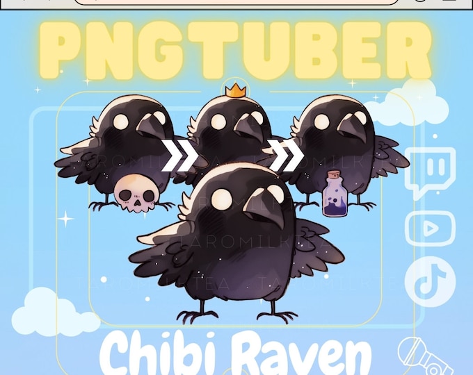 Crow Pngtuber | Crow | Cute Vtuber Model | Bird | Chibi | Twitch ...