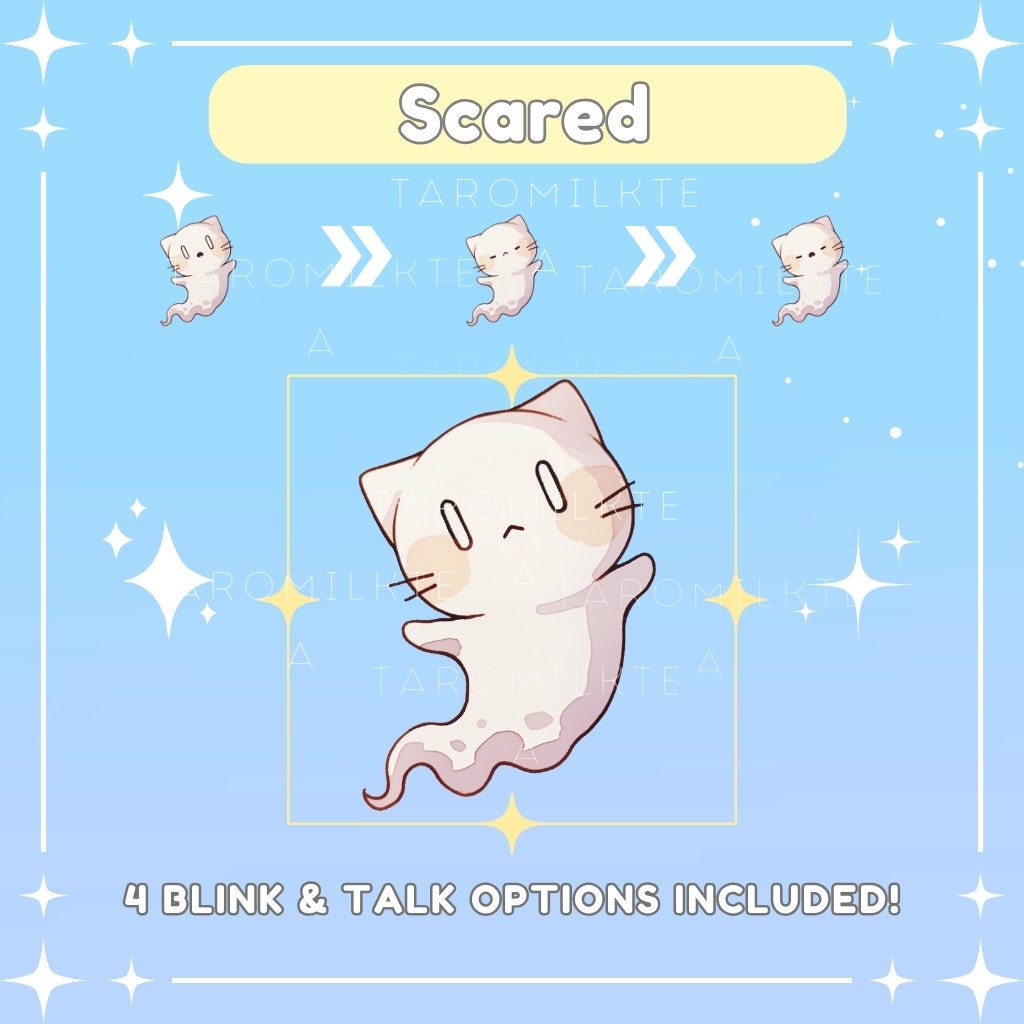 Pngtuber Cat Ghost , Stream Pet / Cute Chibi Cat / Spooky Cat , Stream ...