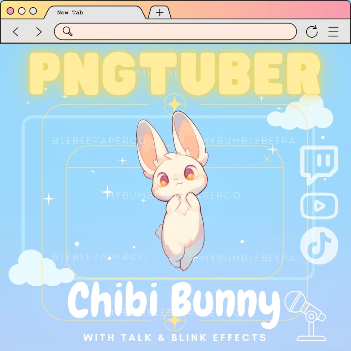 Pngtuber Bunny , Stream Pet / Cute Chibi Bunny / White Rabbit , Stream ...