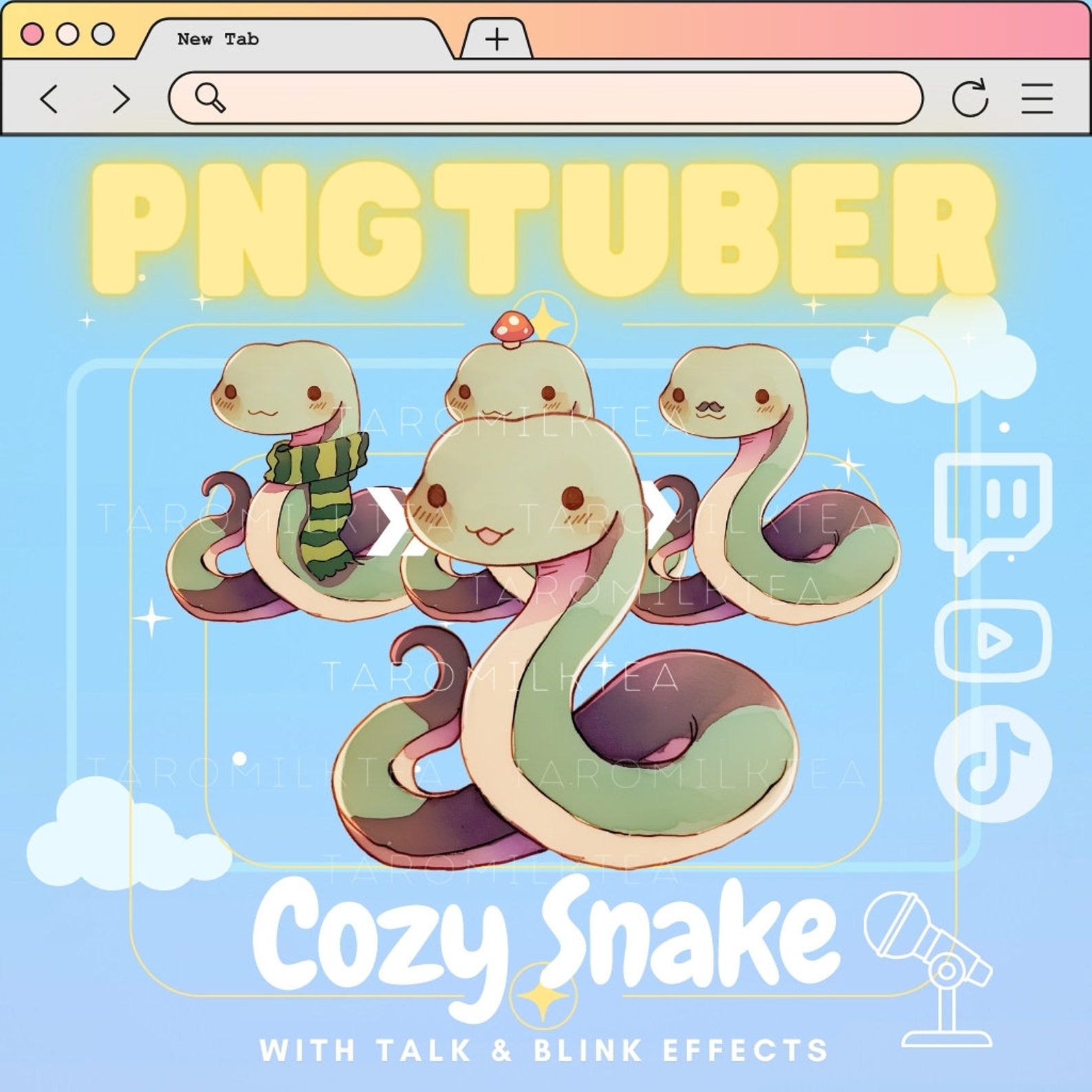 Pngtuber Snake , Stream Pet / Cute Chibi Snake / Serpent , Stream on ...