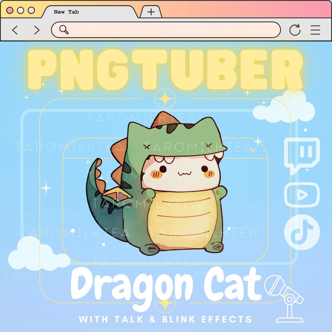 Pngtuber Dragon Cat , Stream Pet / Cute Chibi Dragon Costume / PNG ...
