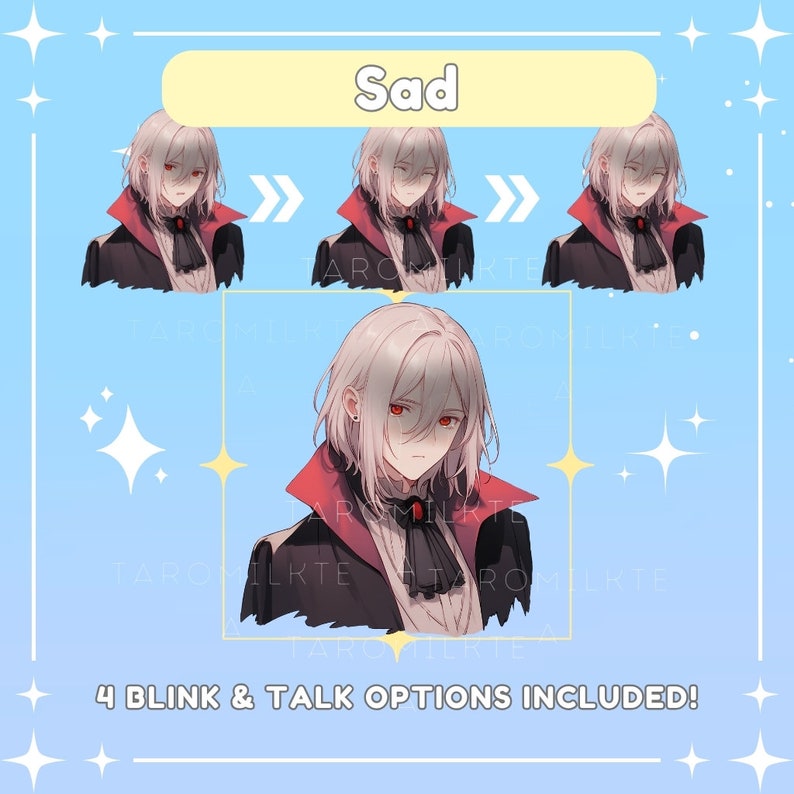 Pngtuber Vampire Model, Anime Male Vampire for Streaming / Twitch ...