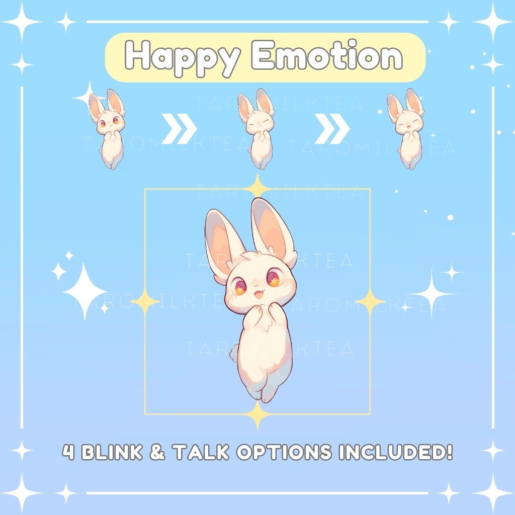 Pngtuber Bunny , Stream Pet / Cute Chibi Bunny / White Rabbit , Stream ...