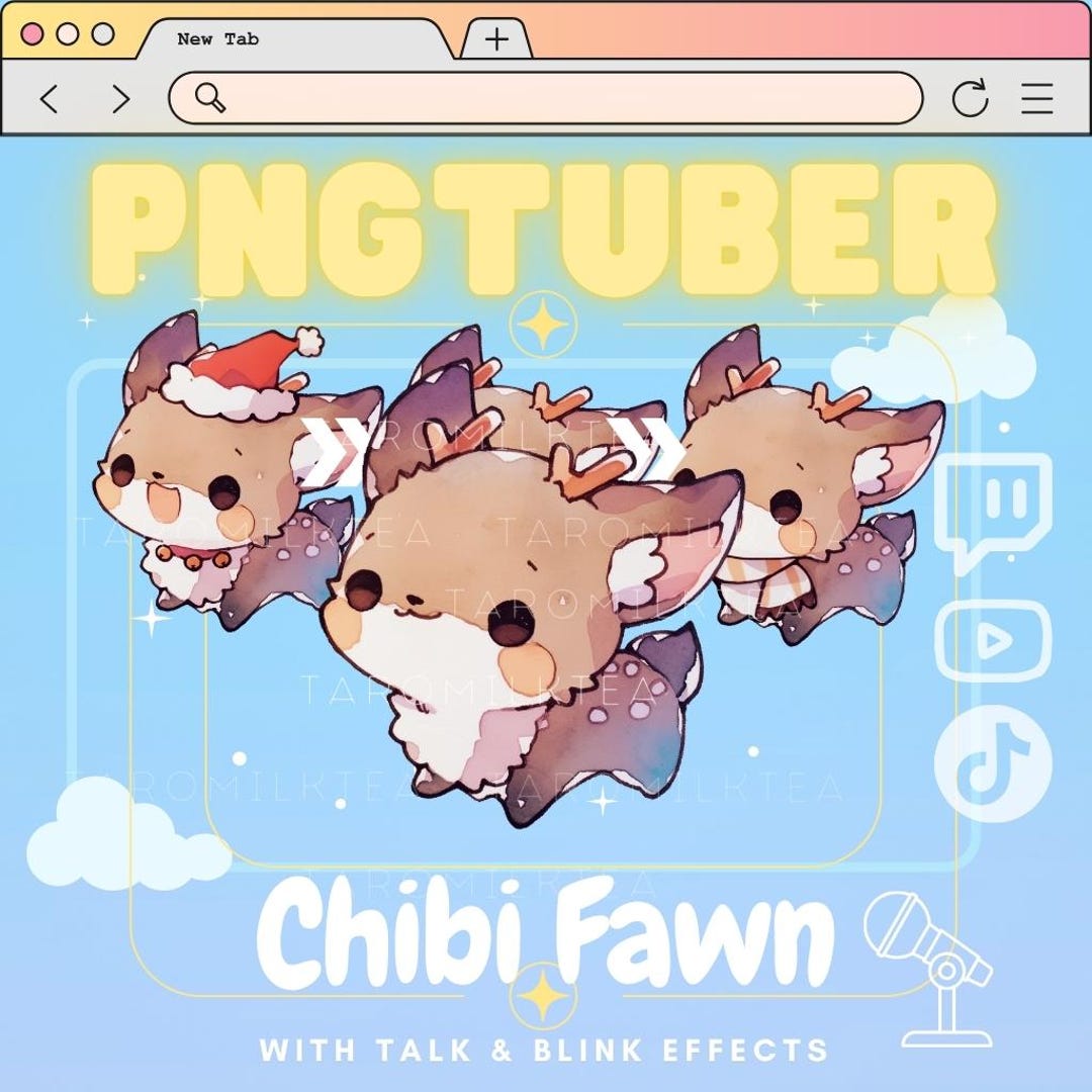 Pngtuber Chibi Fawn , Stream Pet / Cute Cottage Core Fawn / Reindeer ...