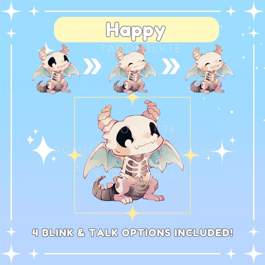 Pngtuber Skeleton Dragon , Stream Pet / Cute Bone Dragon / Spooky ...