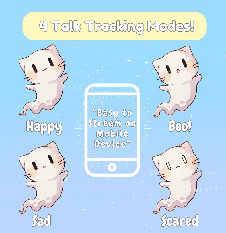 Pngtuber Cat Ghost , Stream Pet / Cute Chibi Cat / Spooky Cat , Stream ...