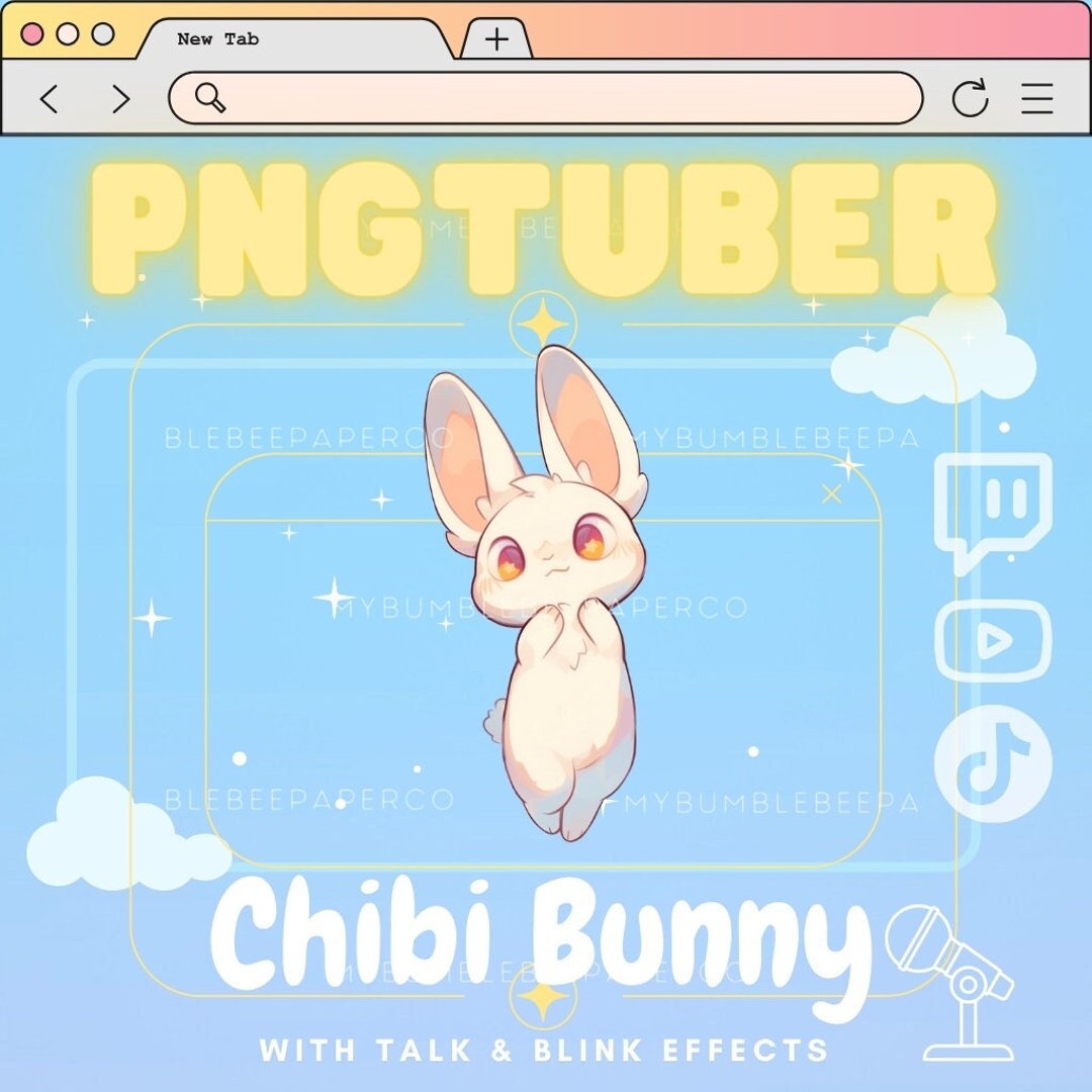 Pngtuber Bunny , Stream Pet / Cute Chibi Bunny / White Rabbit , Stream ...