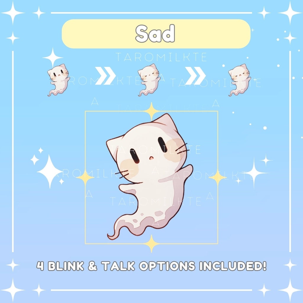 Pngtuber Cat Ghost , Stream Pet / Cute Chibi Cat / Spooky Cat , Stream ...
