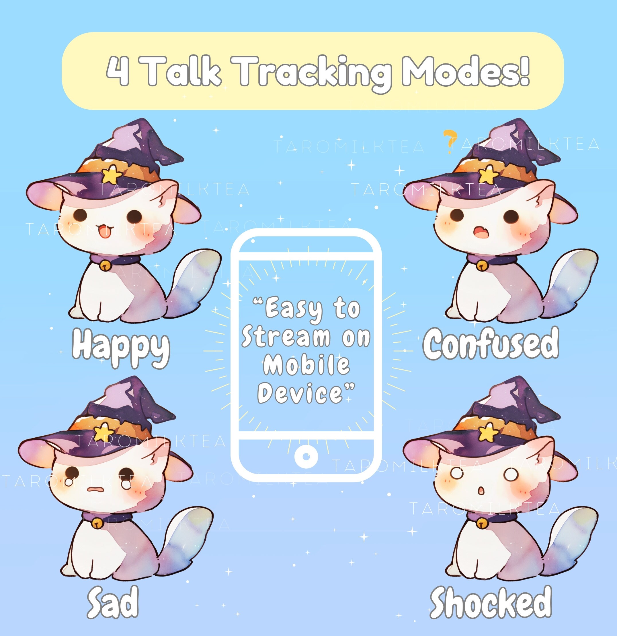 Pngtuber Witch Cat , Stream Pet / Cute Chibi Cat / Spooky Cat , Stream ...