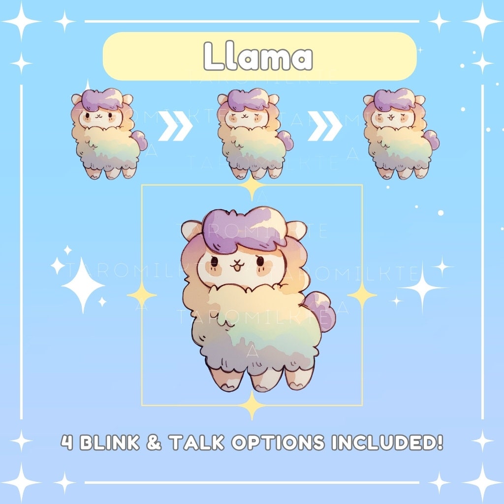 Pngtuber Llama / Cute Stream Pet / Kawaii Chibi / Pastel Llama / Twitch ...