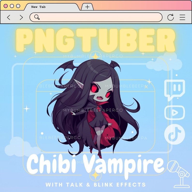 Pngtuber , Stream Pet Spooky Chibi Vampire / Flying Bat Girl , Stream ...