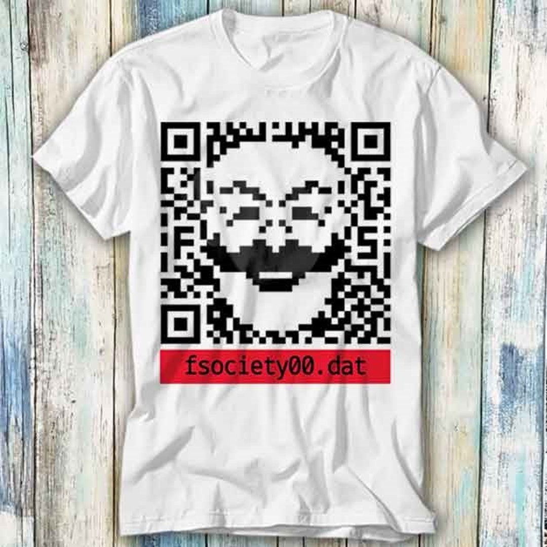 QR Code Barcode Fsociety Evil Corp Elliot Hacker Mr. Robot T Shirt Meme ...