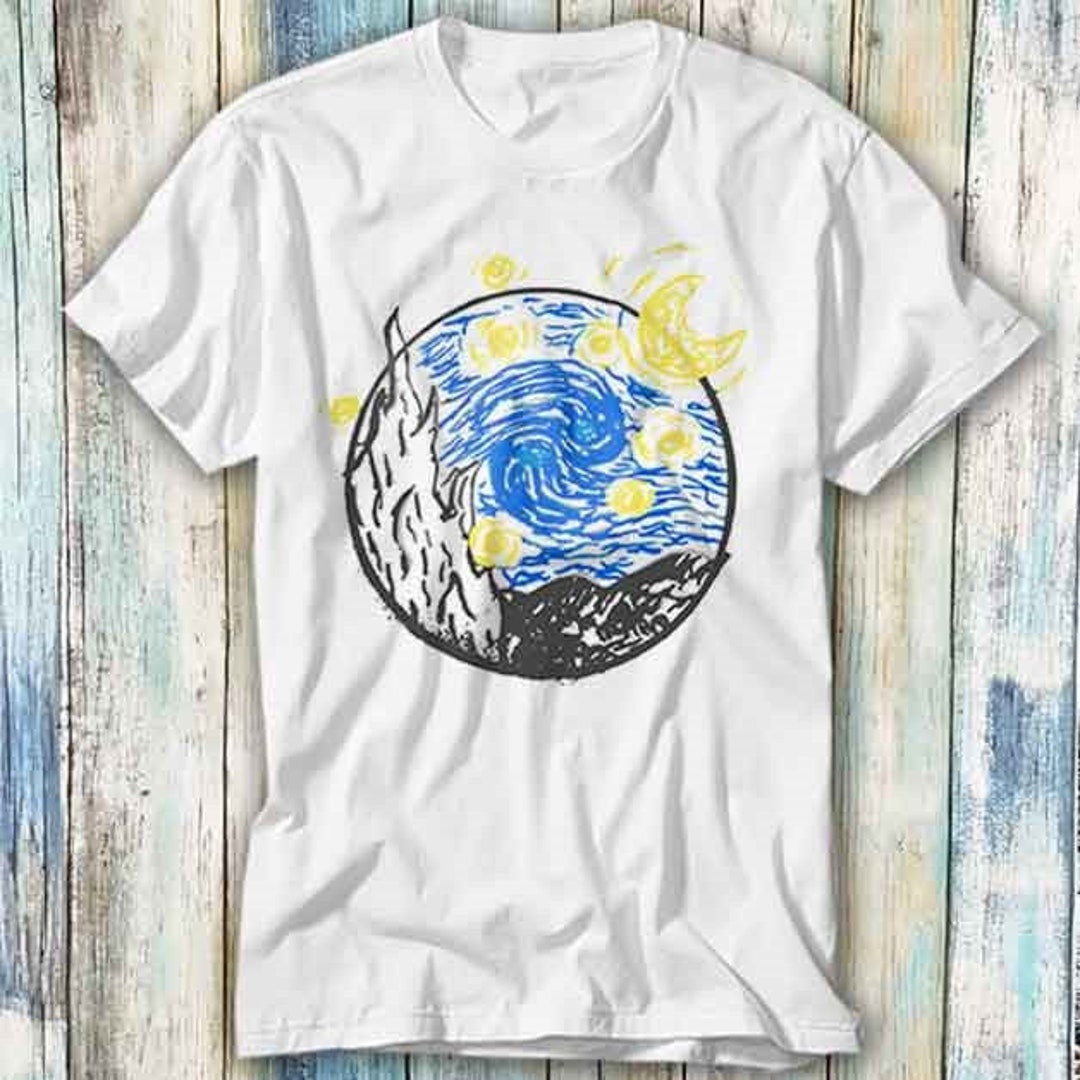 Van Gogh Starry Night Anime Manga T Shirt Meme Gift Funny Top Tee Style ...