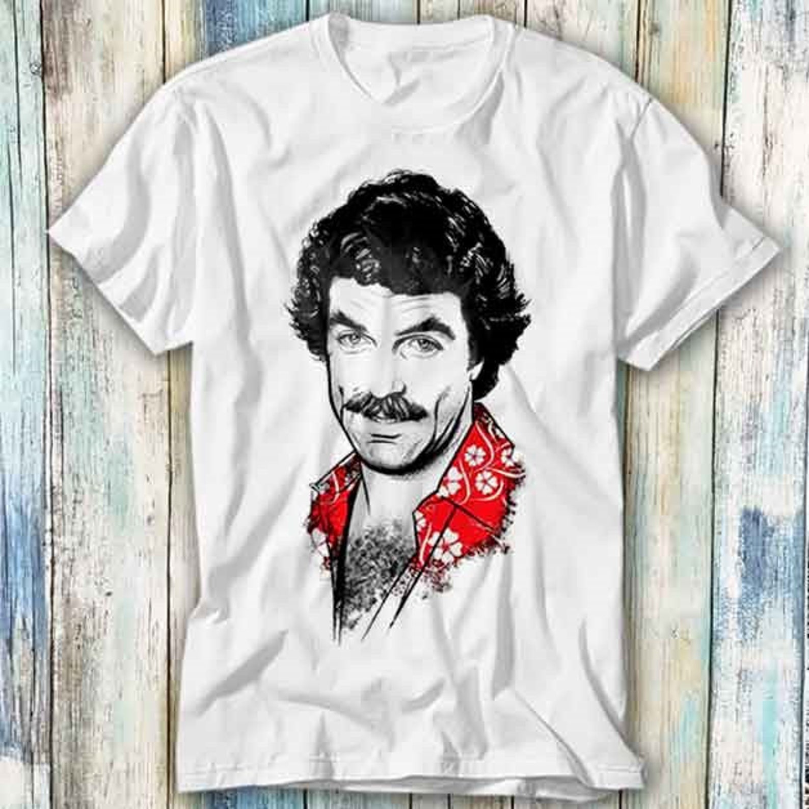 Magnum PI Tom Selleck Higgins Island Hoppers Hawaii 80s T Shirt Meme ...