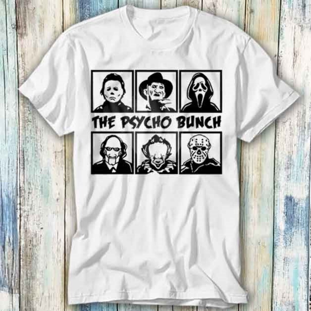 The Psycho Bunch Horror Team Halloween Squad T Shirt Vintage Retro Cool ...