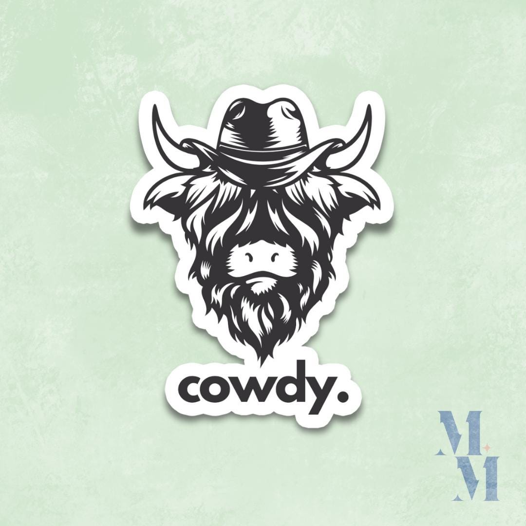 Cowdy Vinyl Sticker | Cow Sticker | Waterproof Sticker - Etsy
