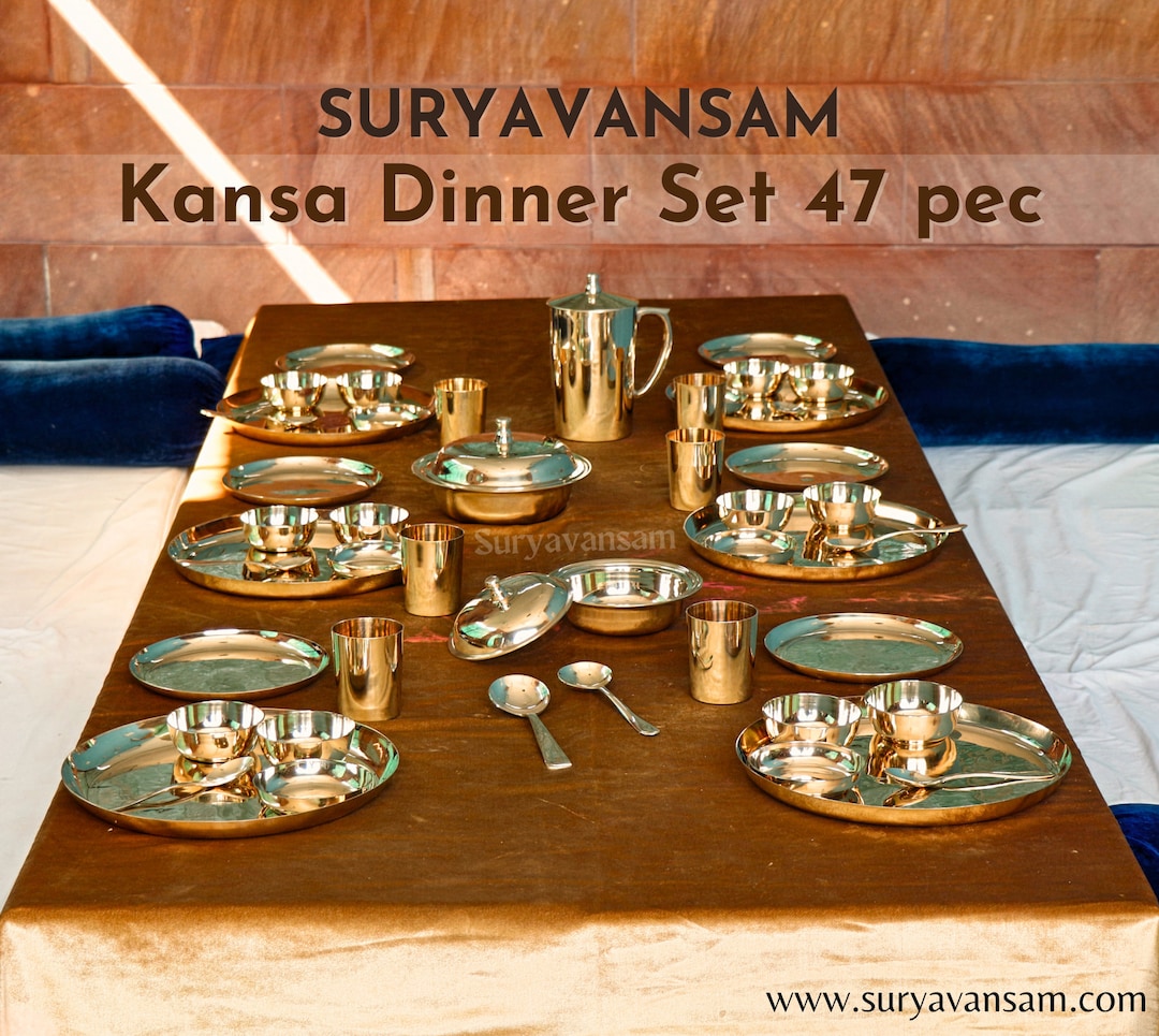 Pure Kansa Dinner Set of 47 Pec, Bronze Dinner Set, Luxury Dinner Set ...
