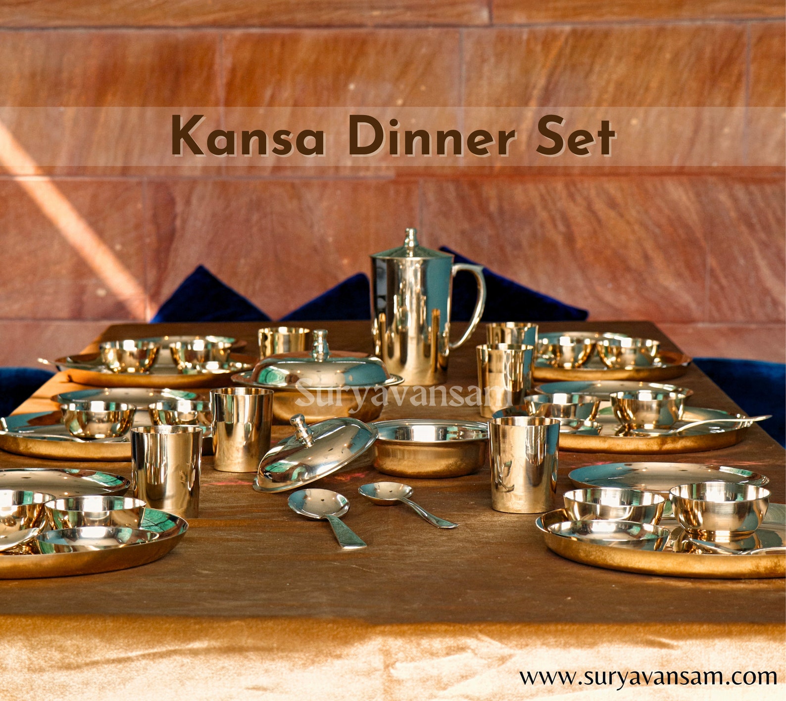 Pure Kansa Dinner Set of 47 Pec, Bronze Dinner Set, Luxury Dinner Set ...