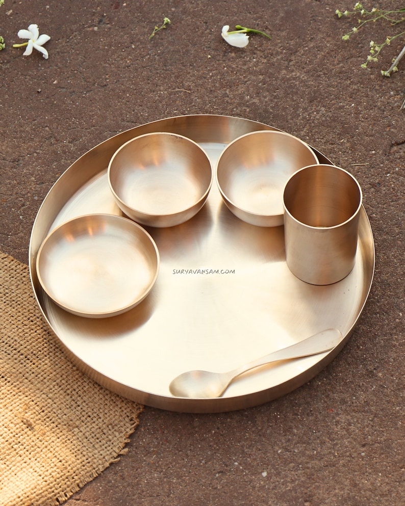 Pure Kansa Thali Set of 6 Pcs Fully Pure Kansa Dinner Set Perfect for ...