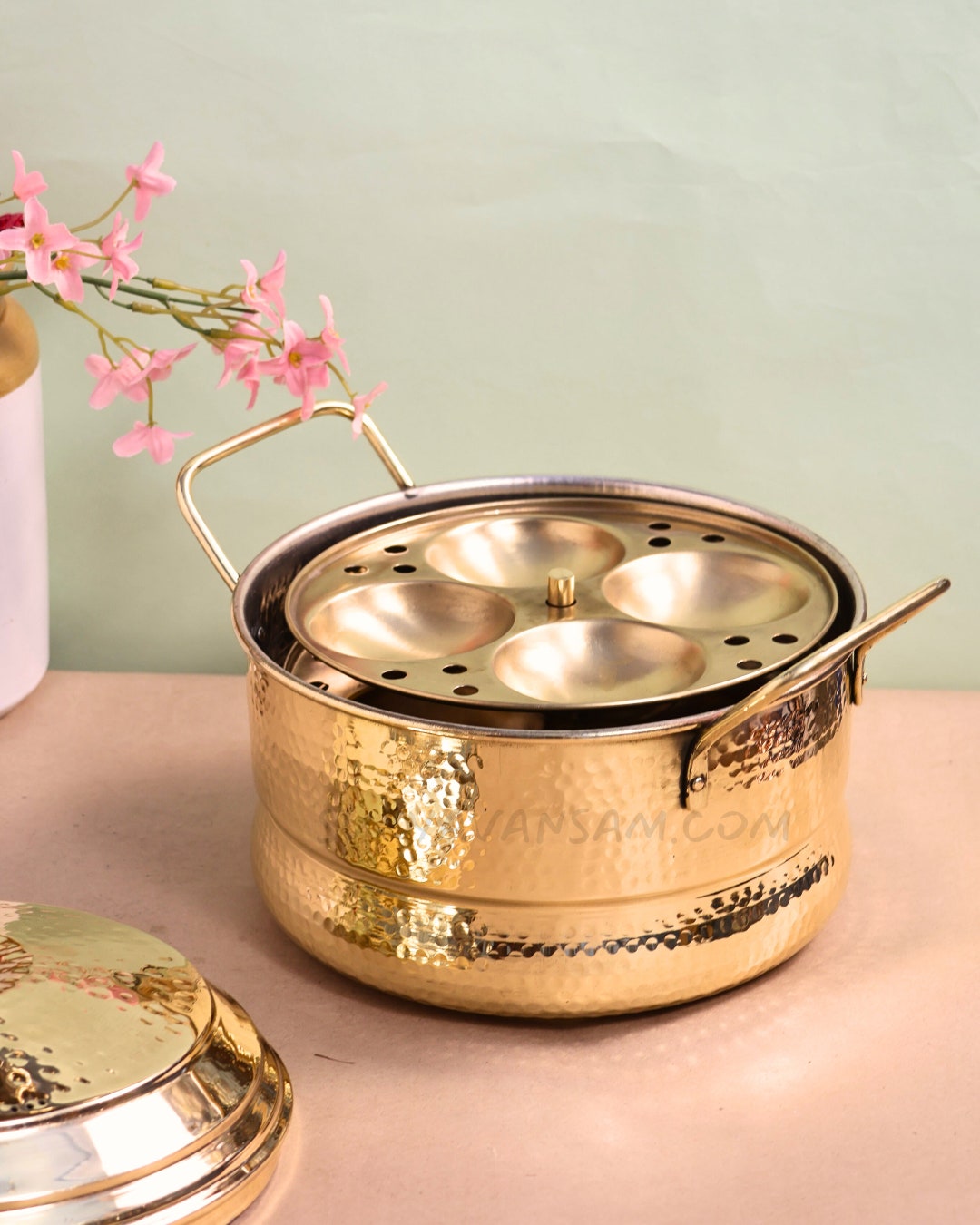Brass Idli Pot / Steamer: Perfect South Indian Idli Maker, 4 Plates, 16 ...
