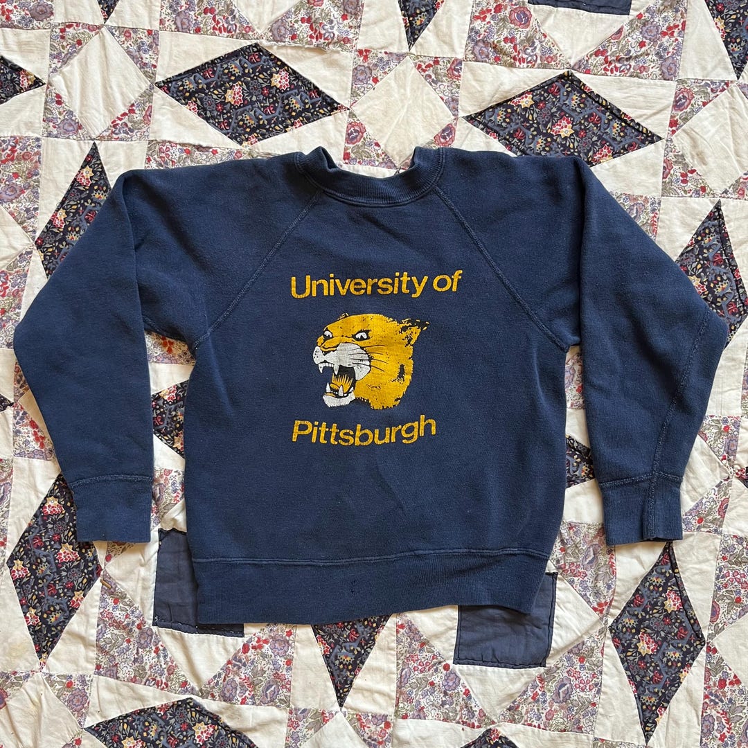 Kids 70s Vintage University of Pittsburgh Sweatshirt Flock Print ...