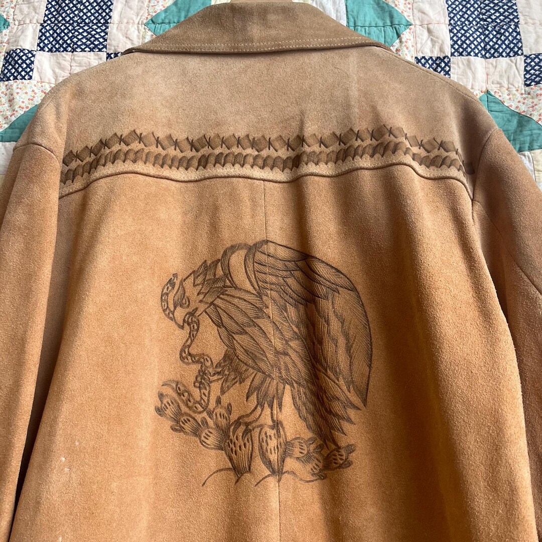 XL 1950s Branded Mexican Suede Jacket With Eagle - Etsy