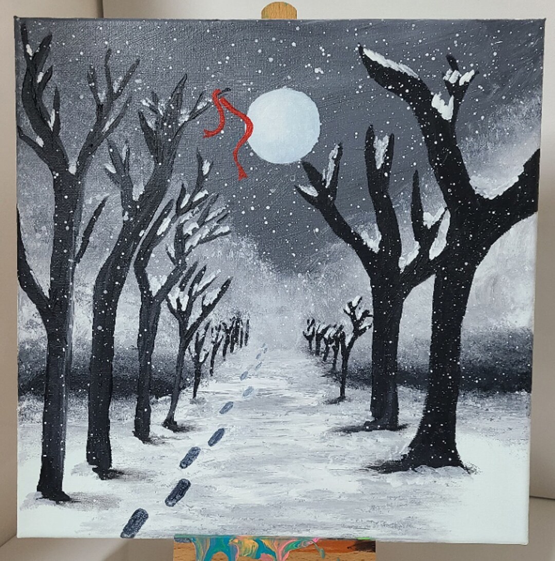 I'll Be Waiting-acrylic Painting Landscape Nature Forest Trees Path ...