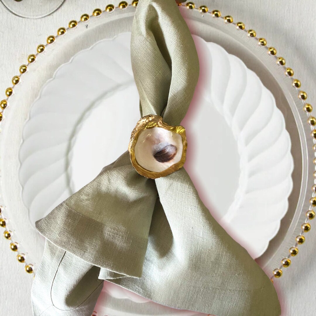 Gold Leaf Oyster Shell Napkin Rings Wooden (set of 4) - Etsy