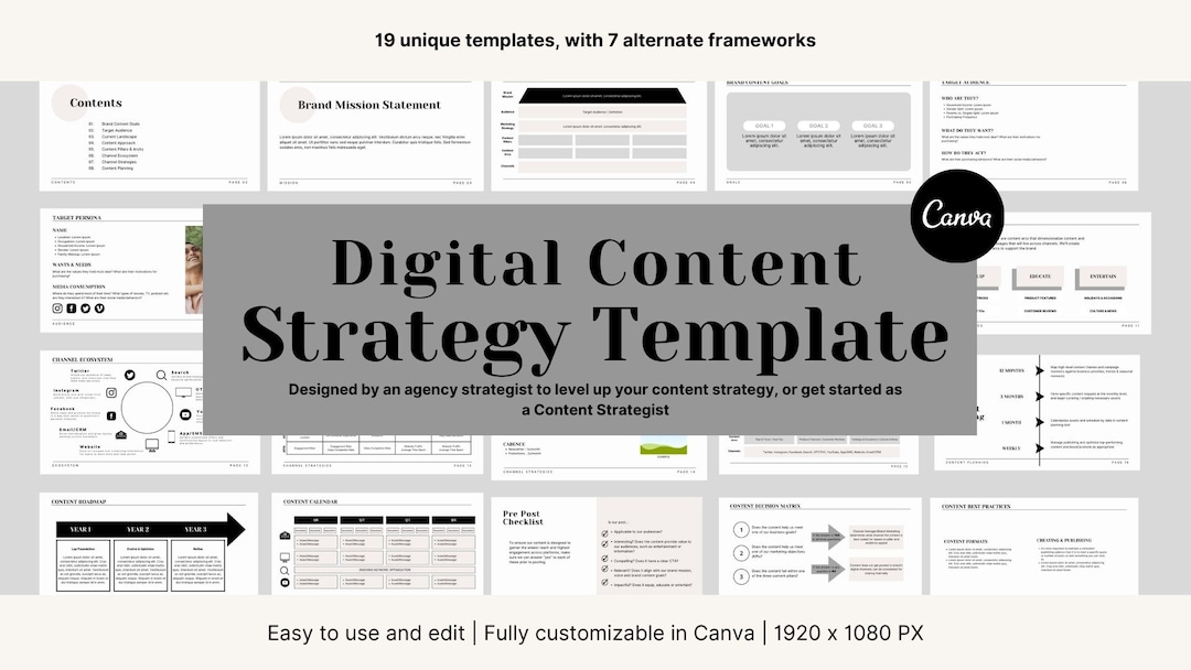 Digital Content Strategy Template | Editable Template for Content ...