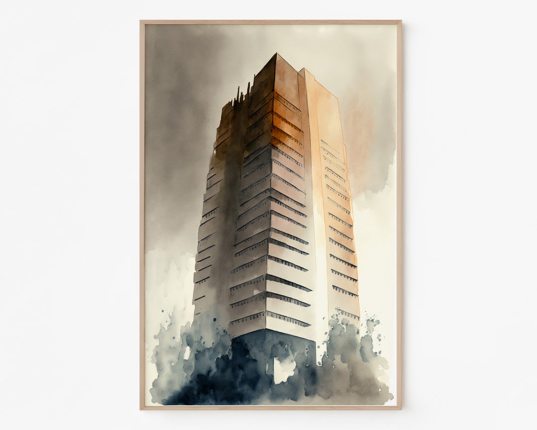 PRINTABLE Modern Watercolor Building, Portrait, Wall Art, Instant ...