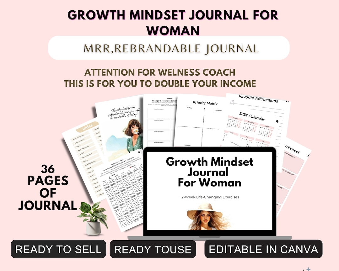 MRR Growth Mindset Journal for Woman,growth Mindset, Business Coaching ...