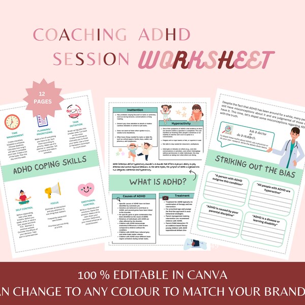 Adhd Worksheet for Adults - Etsy