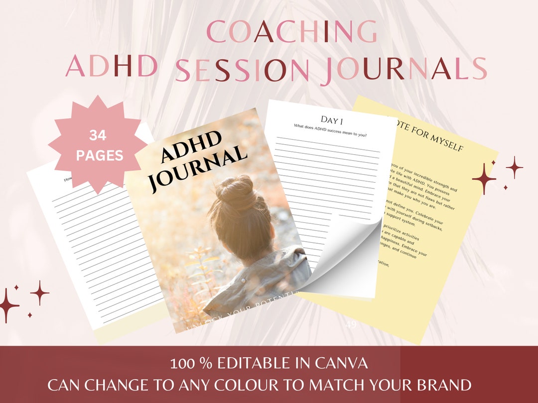 ADHD Journal, Coaching Journal Printable, Journal Prompts, Coaching ...