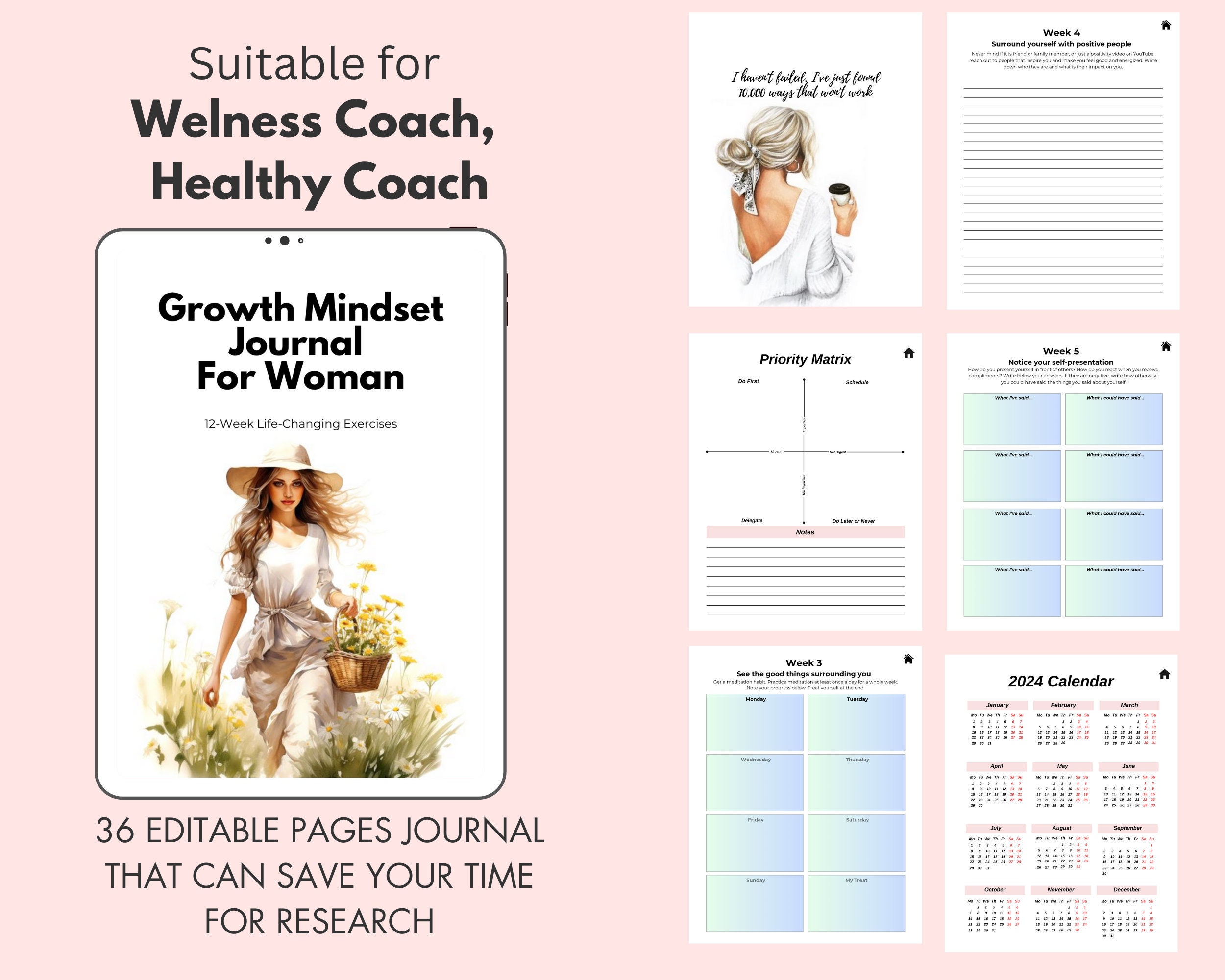 MRR Growth Mindset Journal for Woman,growth Mindset, Business Coaching ...