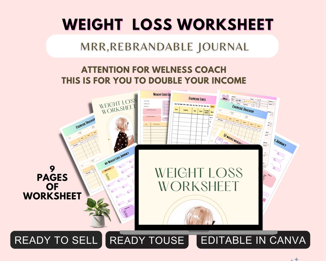 Weight Loss Worksheet Printable, Done for You Workbook, Coaching ...