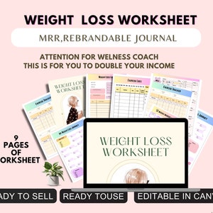 Weight Loss Worksheet Printable, Done for You Workbook, Coaching ...