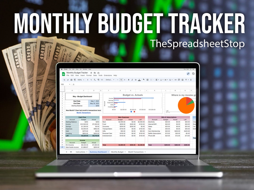 Monthly Budget Tracker Spreadsheet - Easily Keep Track of Your Finances ...