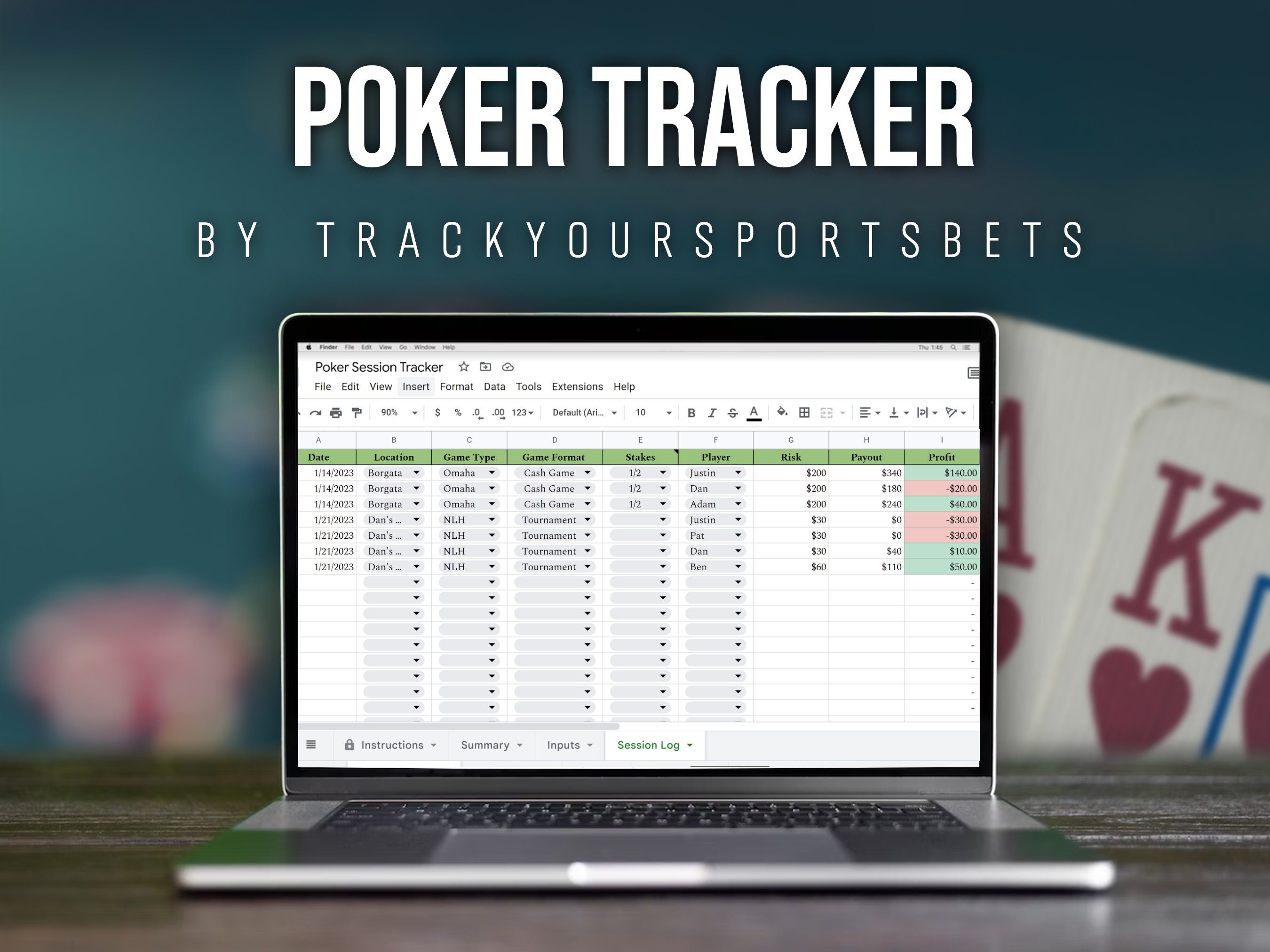 Poker Session Tracker Spreadsheet - Monitor You and Your Friends' Poker Performance Over Time ...