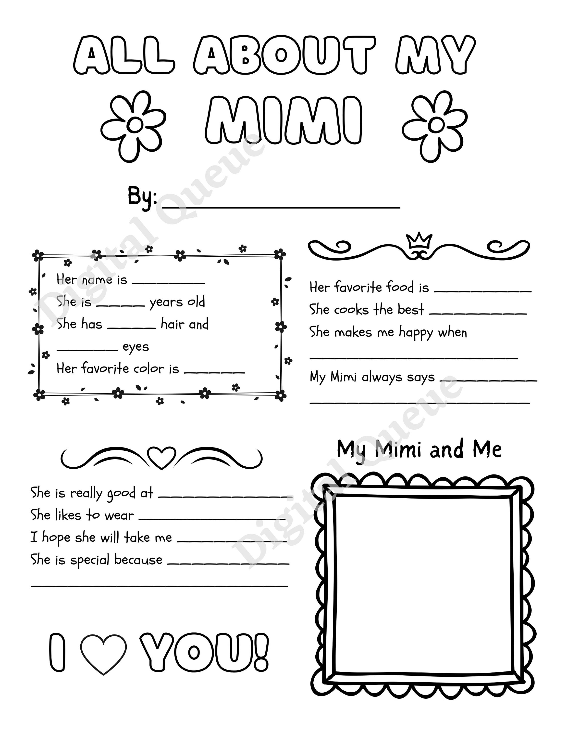 All About Mimi Bundle Printable Set Includes Coloring Card ...