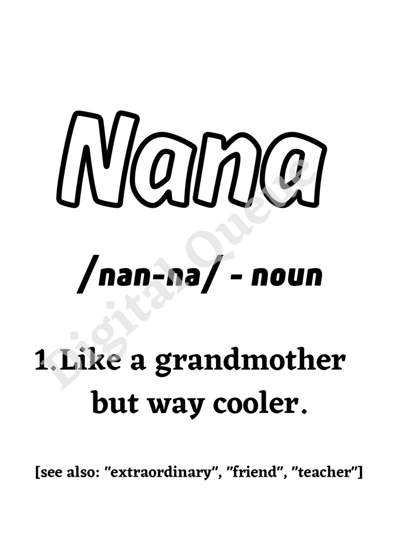 All About Nana Bundle - Printable Set Includes Coloring Card ...