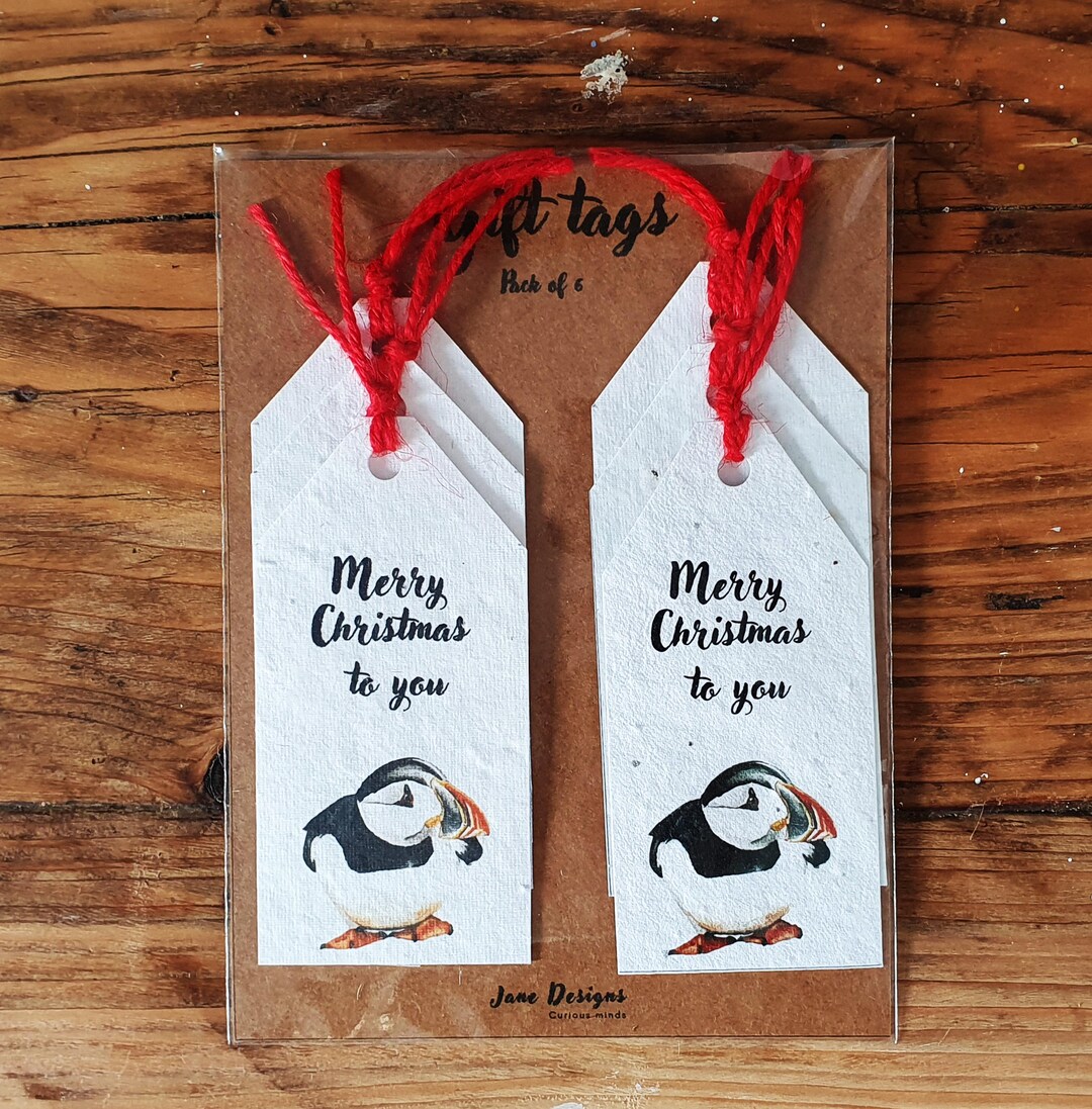 Gifts Tags | Puffin | 6 Pack | Seed Paper | Nature | Merry Christmas ...