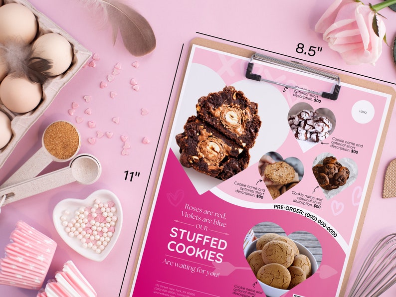 Editable Valentine's Day Bakery Photo Menu, Ad, and Flyer for Gourmet ...