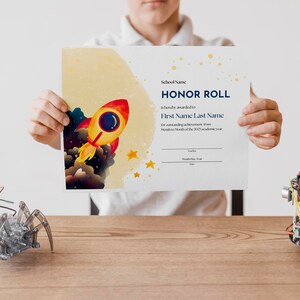 Editable Honor Roll Student Award Certificate for Academic Achievement ...