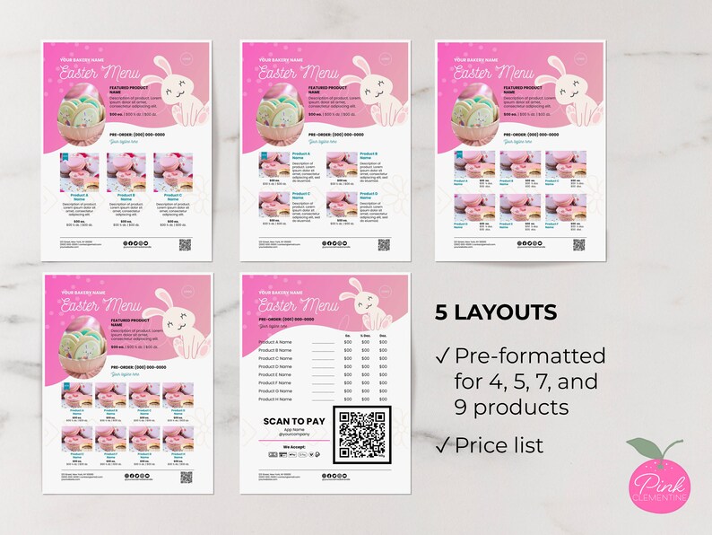 Editable Easter Bakery Photo Menu for Gourmet Stuffed Cookie, Brownie ...