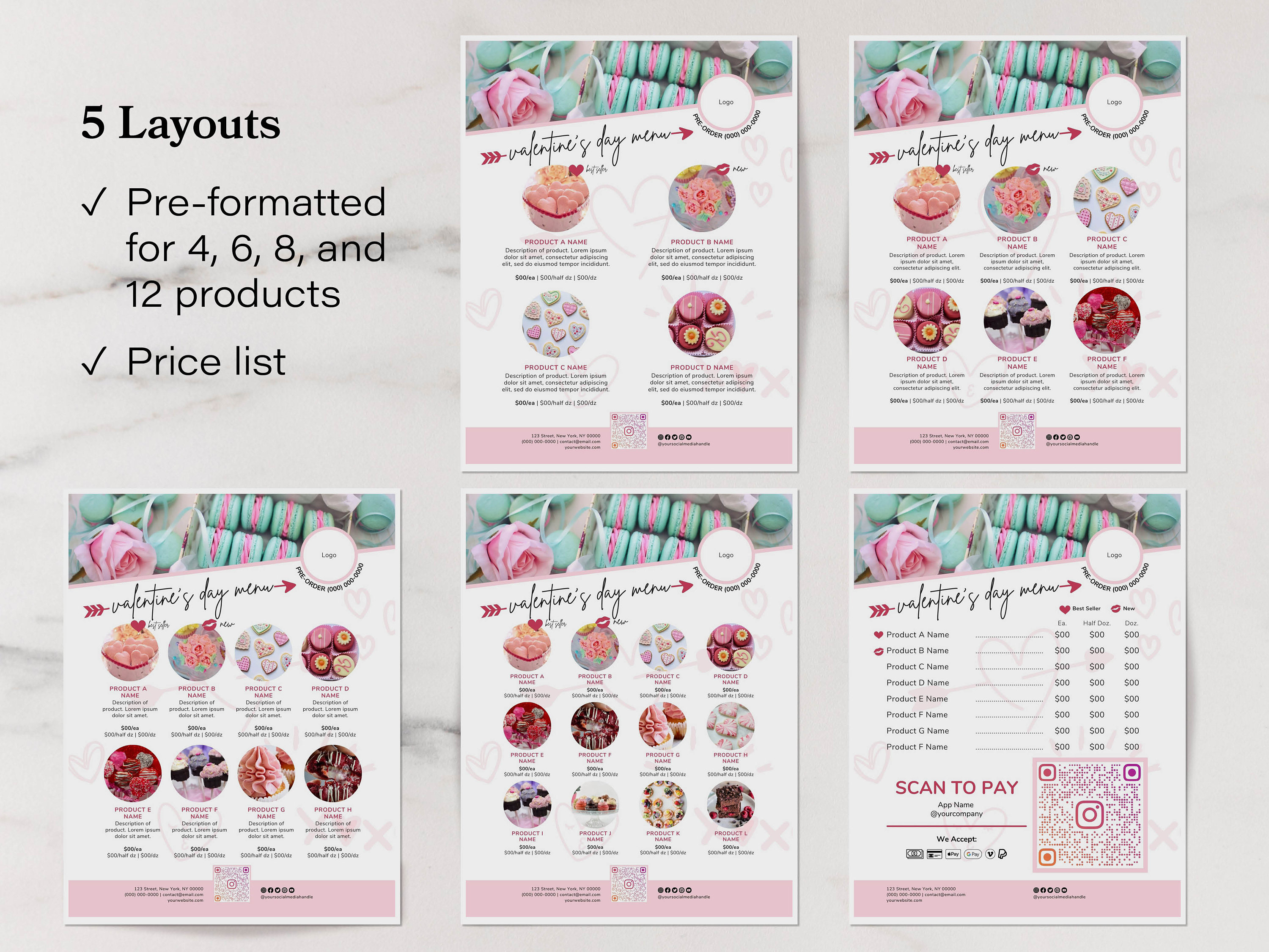 Editable Bakery Menu Price List for Gourmet Cookie, Cupcake, Macaron ...