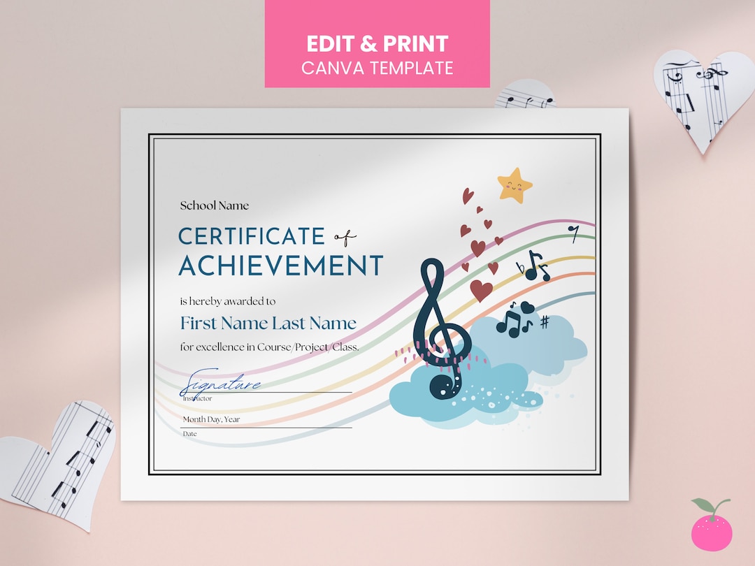 Editable Music Recital Certificate of Achievement | Piano, Violin ...