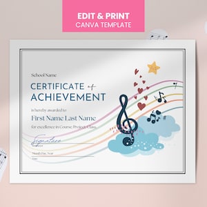 Editable Music Recital Certificate of Achievement | Piano, Violin ...