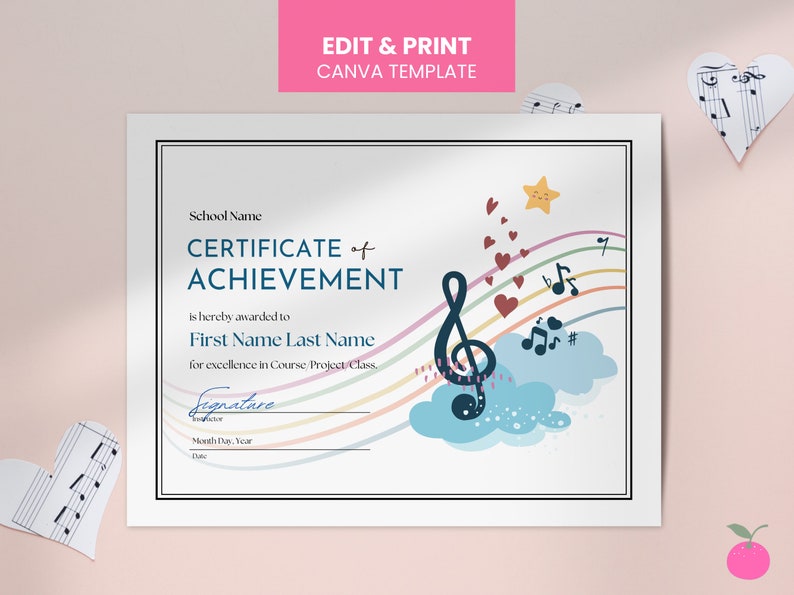 Editable Music Recital Certificate of Achievement | Piano, Violin ...